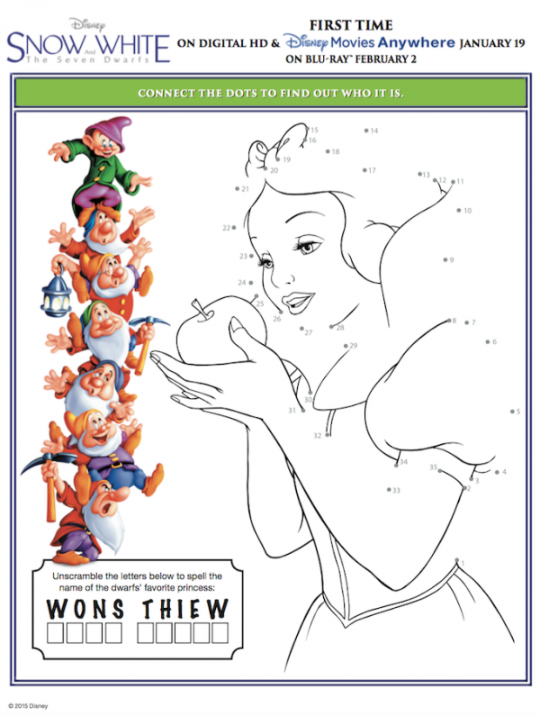 Snow White and The Seven Dwarfs Printable Activity Sheets - Life ...