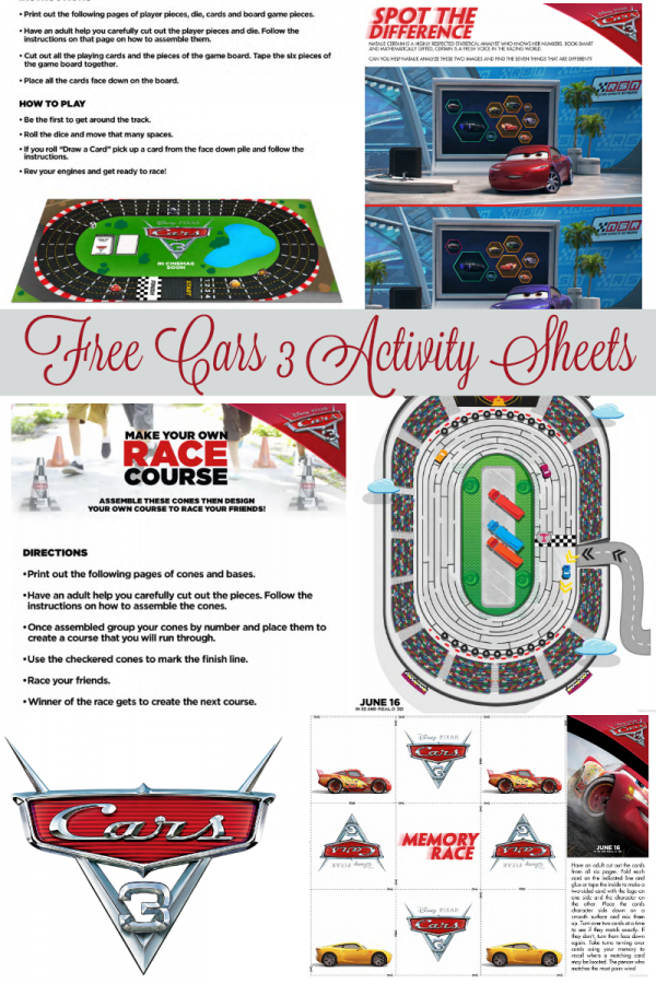 Free Printable Disney Pixar Cars 3 Activity Sheets - Life. Family. Joy