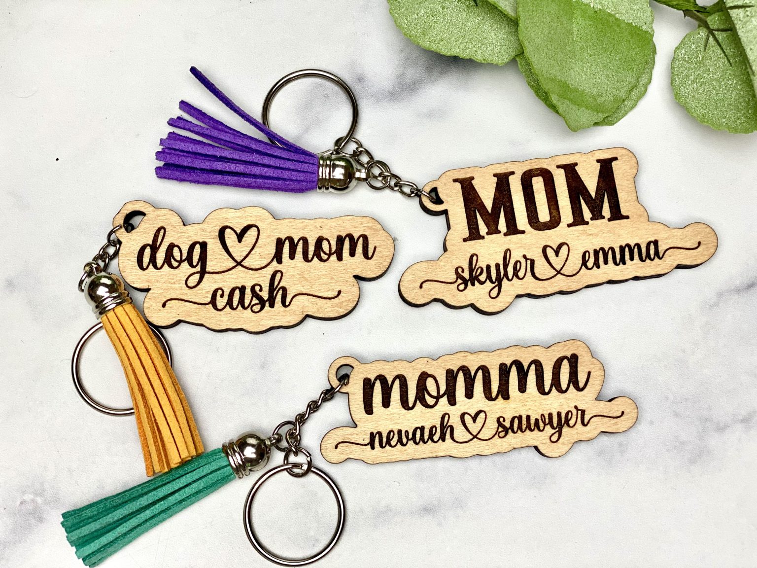 Personalized Mom Keychains - Life. Family. Joy
